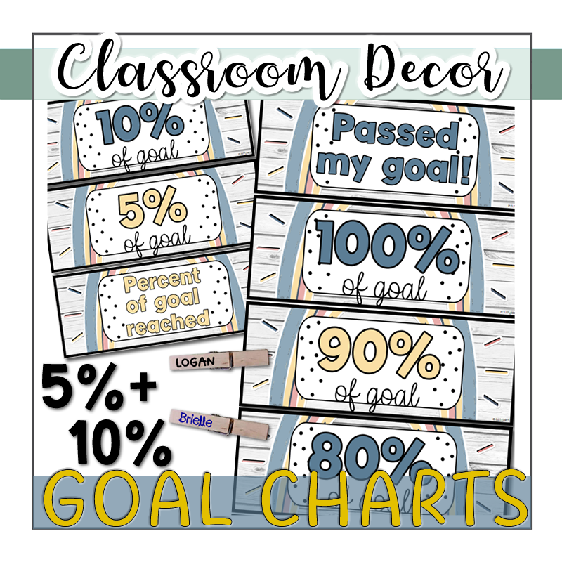 AR Goal Tracker Clip Charts - Boho Rainbow (Percentages Version ...