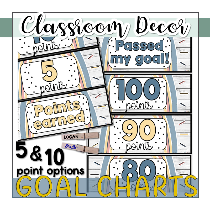 AR Goal Tracker Clip Charts - Boho Rainbow (Points Version) – SunnyDaze ...