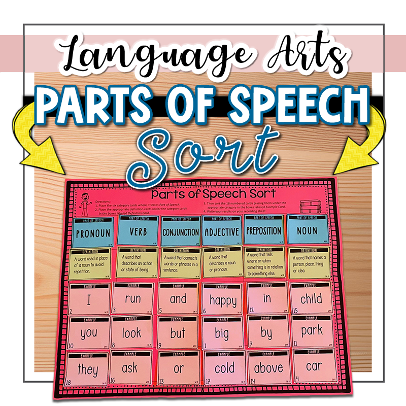 Parts of Speech Sort BIG BOARD – SunnyDaze Teaching