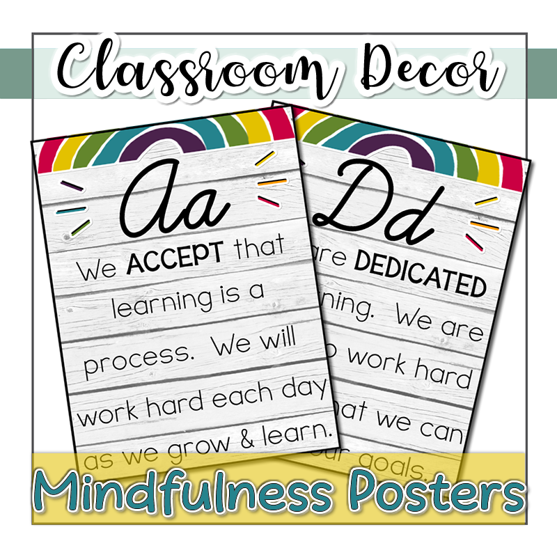 Mindfulness Alphabet Posters Bright Rainbow – SunnyDaze Teaching