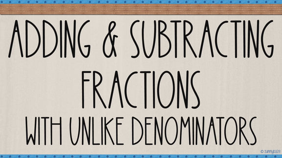 Fractions Adding & Subtracting Unlike Denominators Mystery in Math Act ...