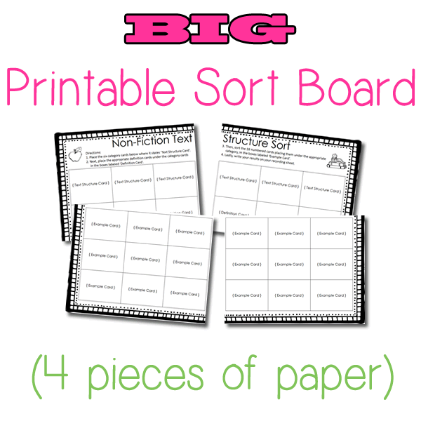 Non-Fiction Text Structure Sort BIG BOARD (Print and Digital ...